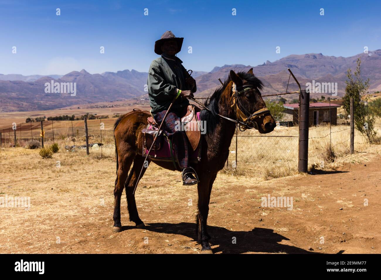 Basotho man and his horse, Kingdom of Lesotho, Africa Stock Photo - Alamy