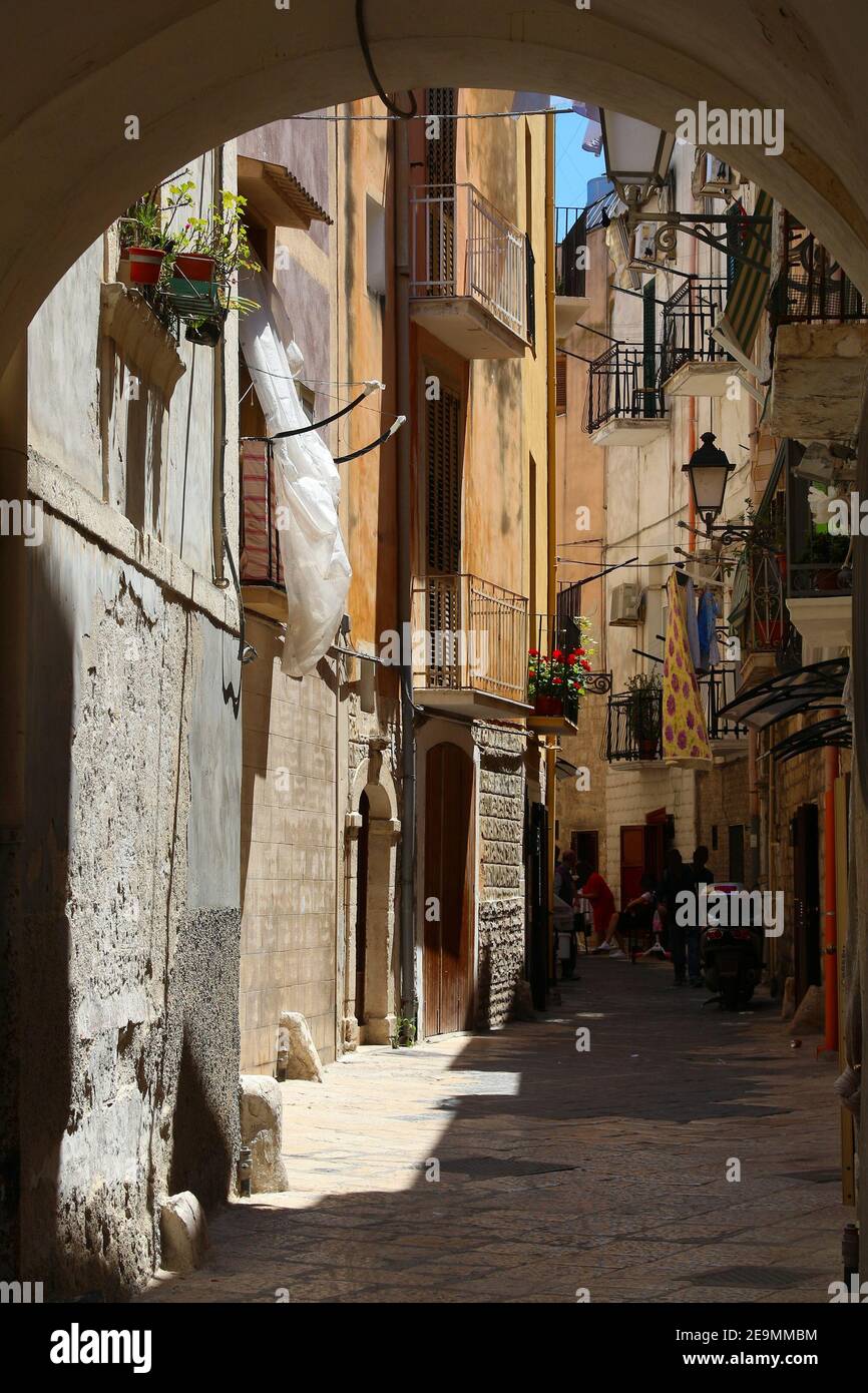 Bari, Italy - Old Town typical Italian street view with residential ...
