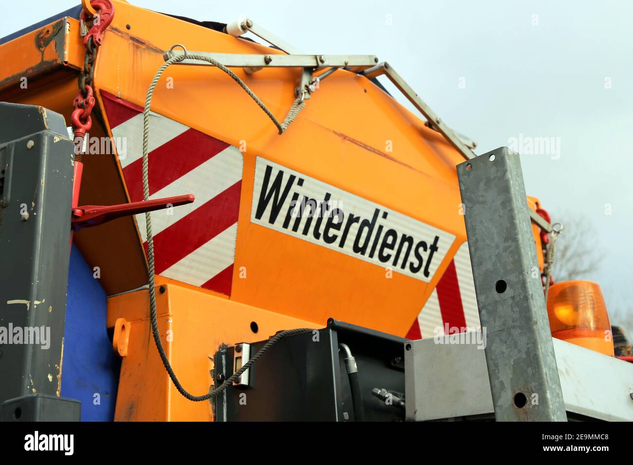 Snow control truck in Germany with sign „snow plowing service ...