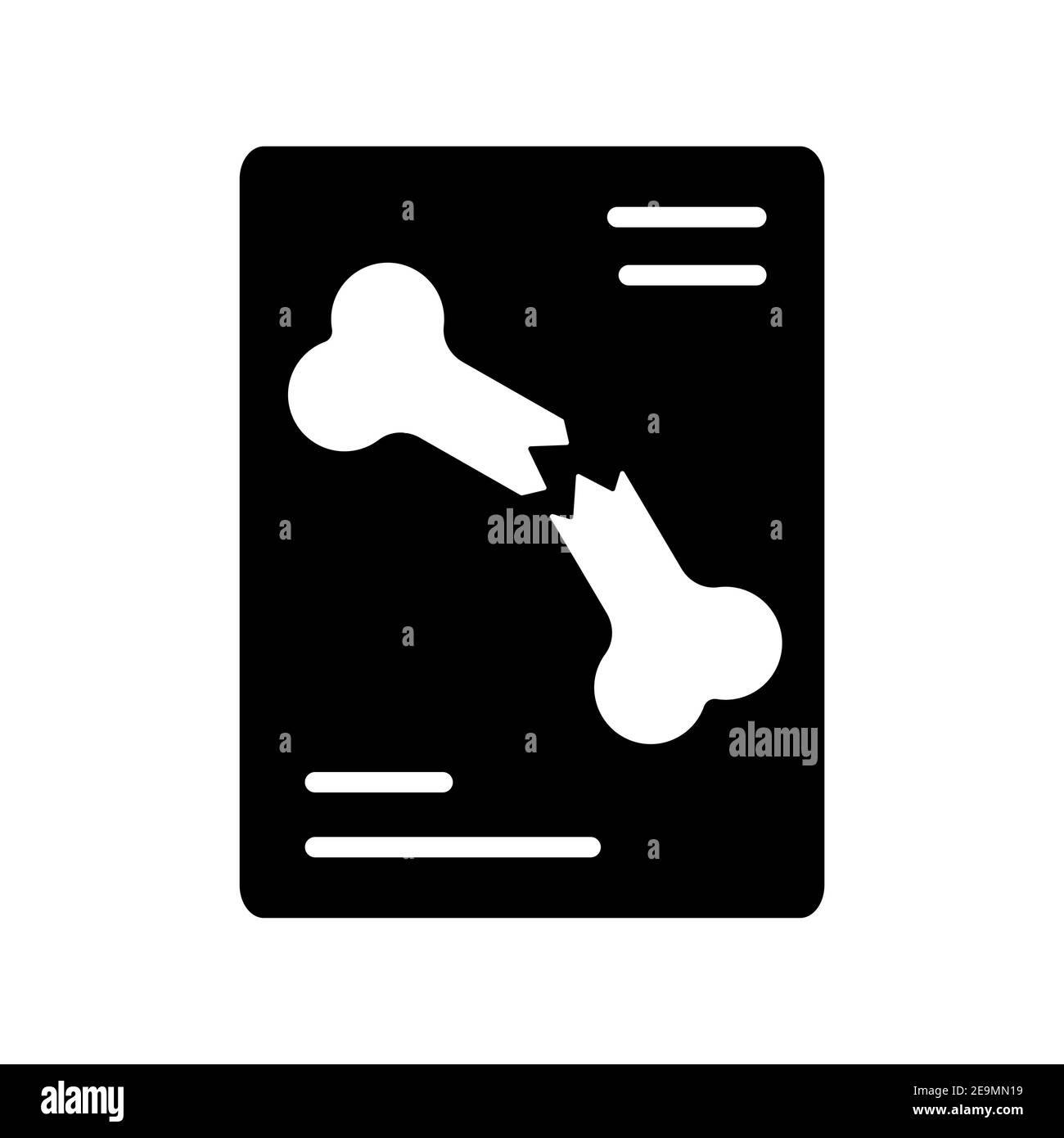 Bone fracture X-ray scan vector glyph icon. Medicine and healthcare ...