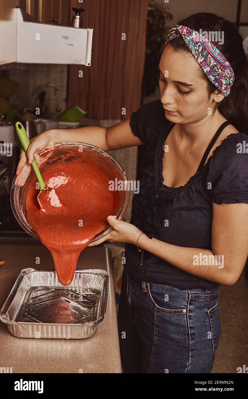Pouring delicious cake batter oven hi-res stock photography and images ...