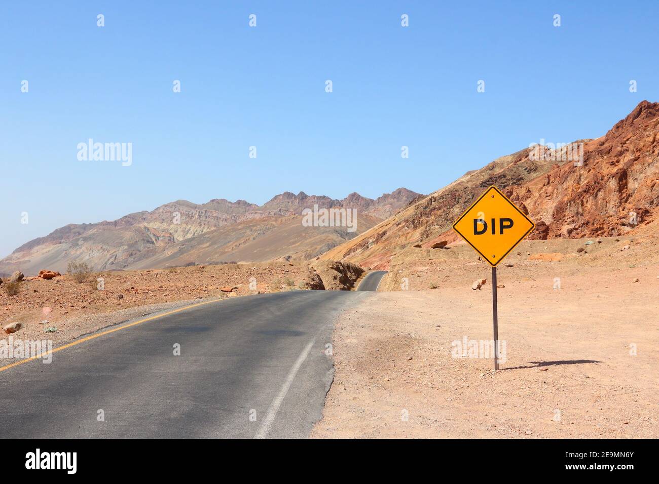 Artist Drive in Death Valley National Park, California, USA. Dip ...