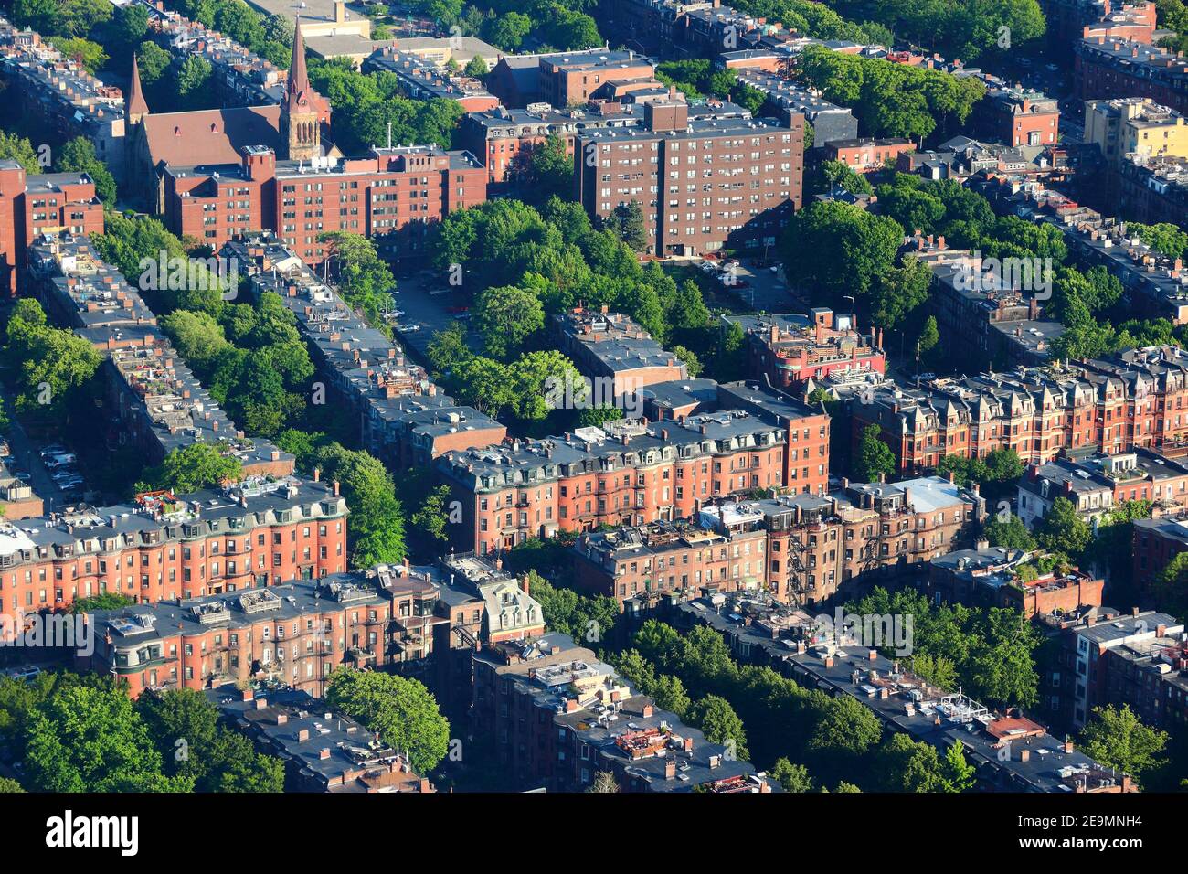 Boston South End aerial view. Residential neighborhood near Columbus ...