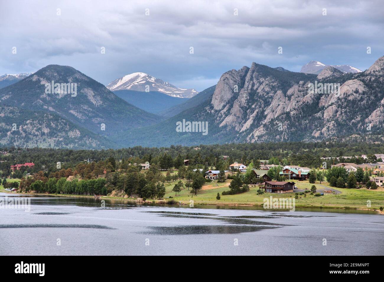 Lake Estes in Estes Park, Colorado. Rocky Mountains landscape Stock ...