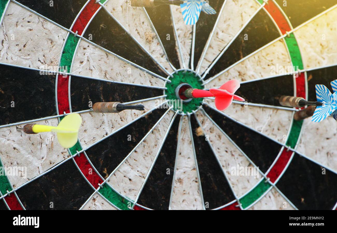 Darts target closeup. Success hitting target aim goal achievement ...