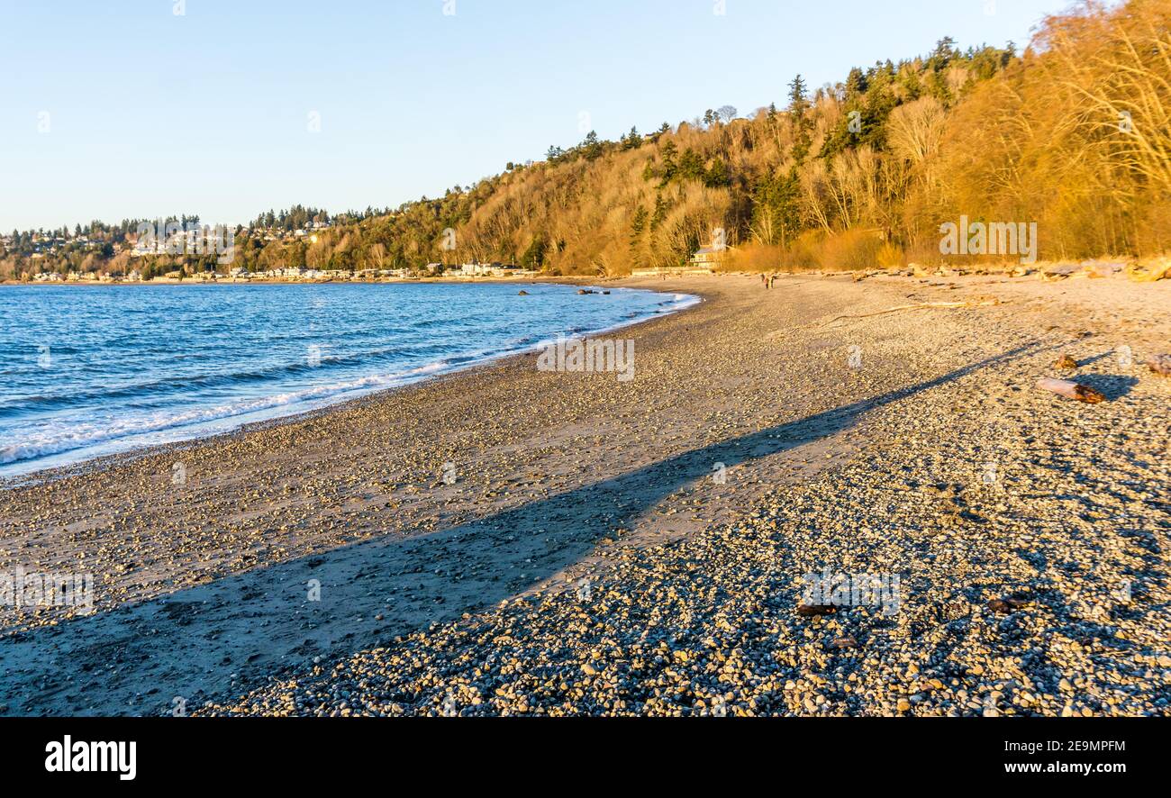 A view of the beach at Seahurst Beach Park in Burien, Washington Stock ...