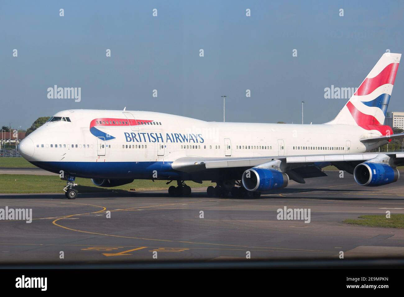 LONDON, UK - APRIL 16, 2014: British Airways Boeing 747 after landing ...