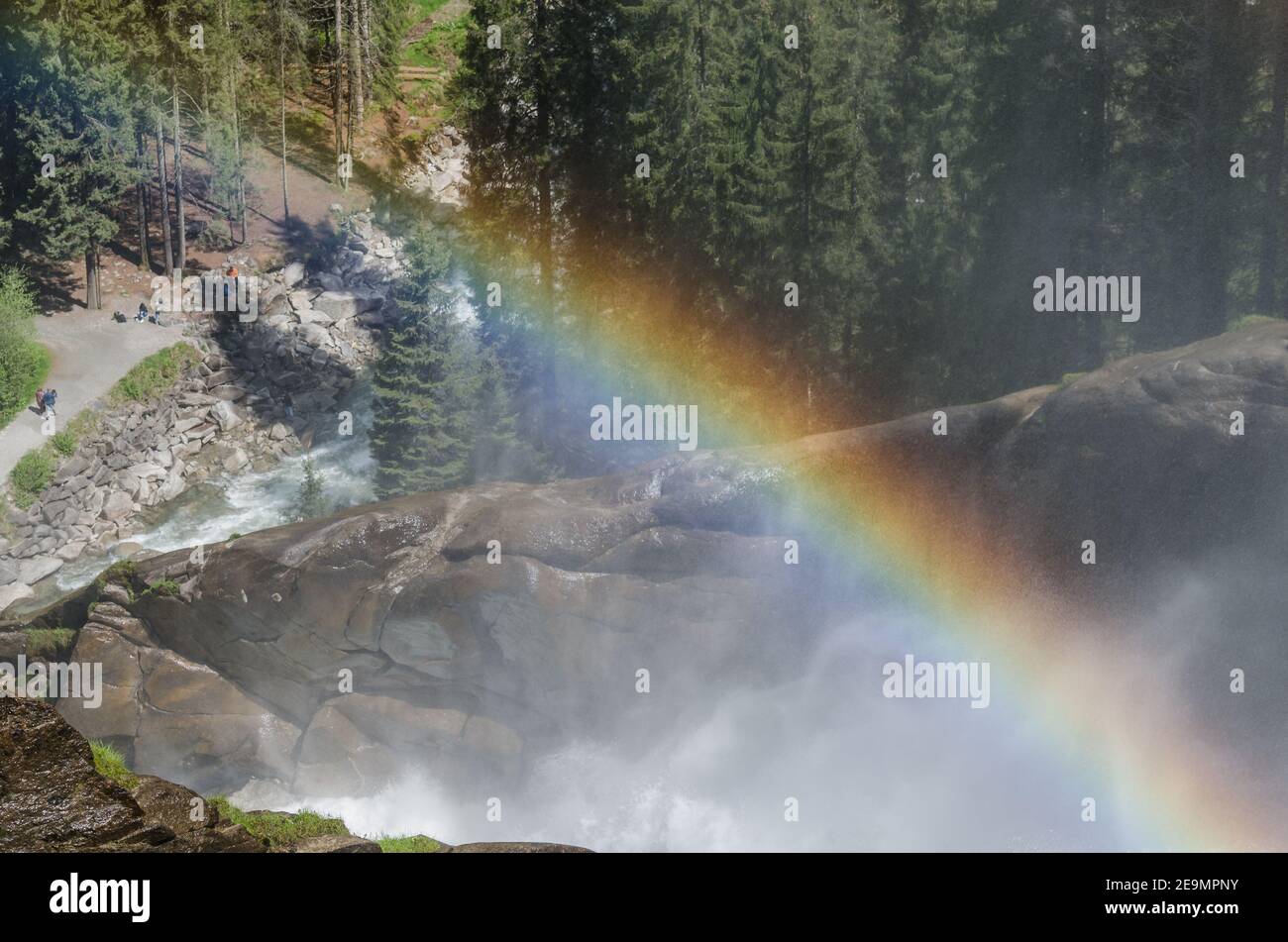 waterfall with colorful rainbow Stock Photo - Alamy