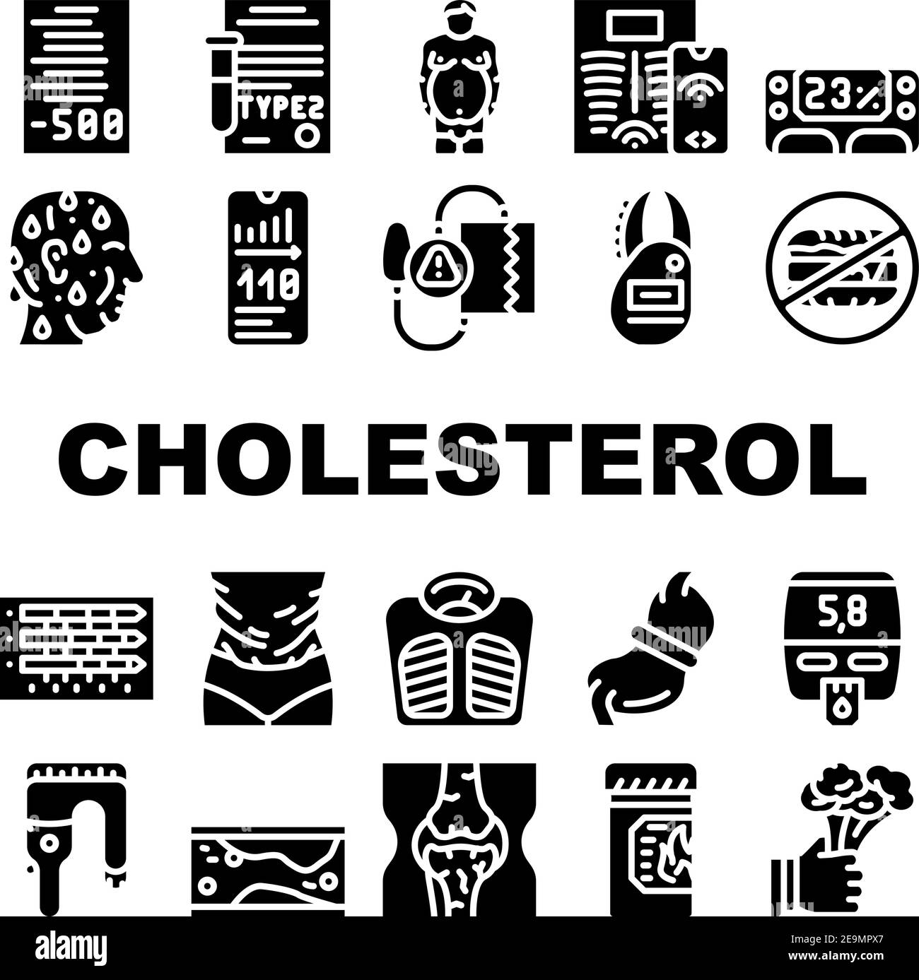 Cholesterol Overweight Collection Icons Set Vector flat Stock Vector Image & Art - Alamy