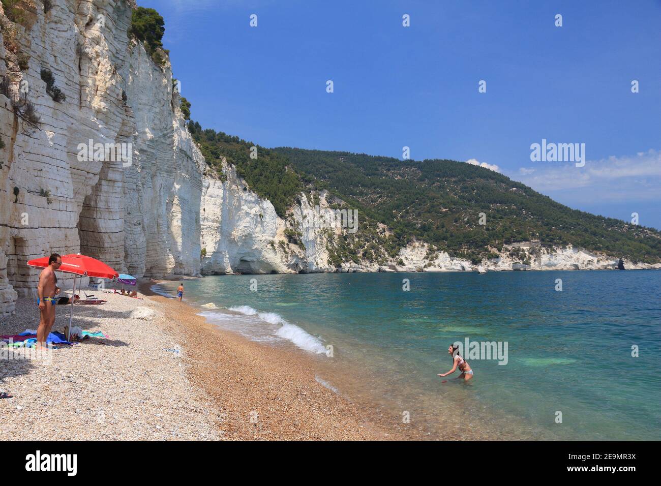 GARGANO, ITALY - JUNE 6, 2017: People visit Vignanotica Beach in ...