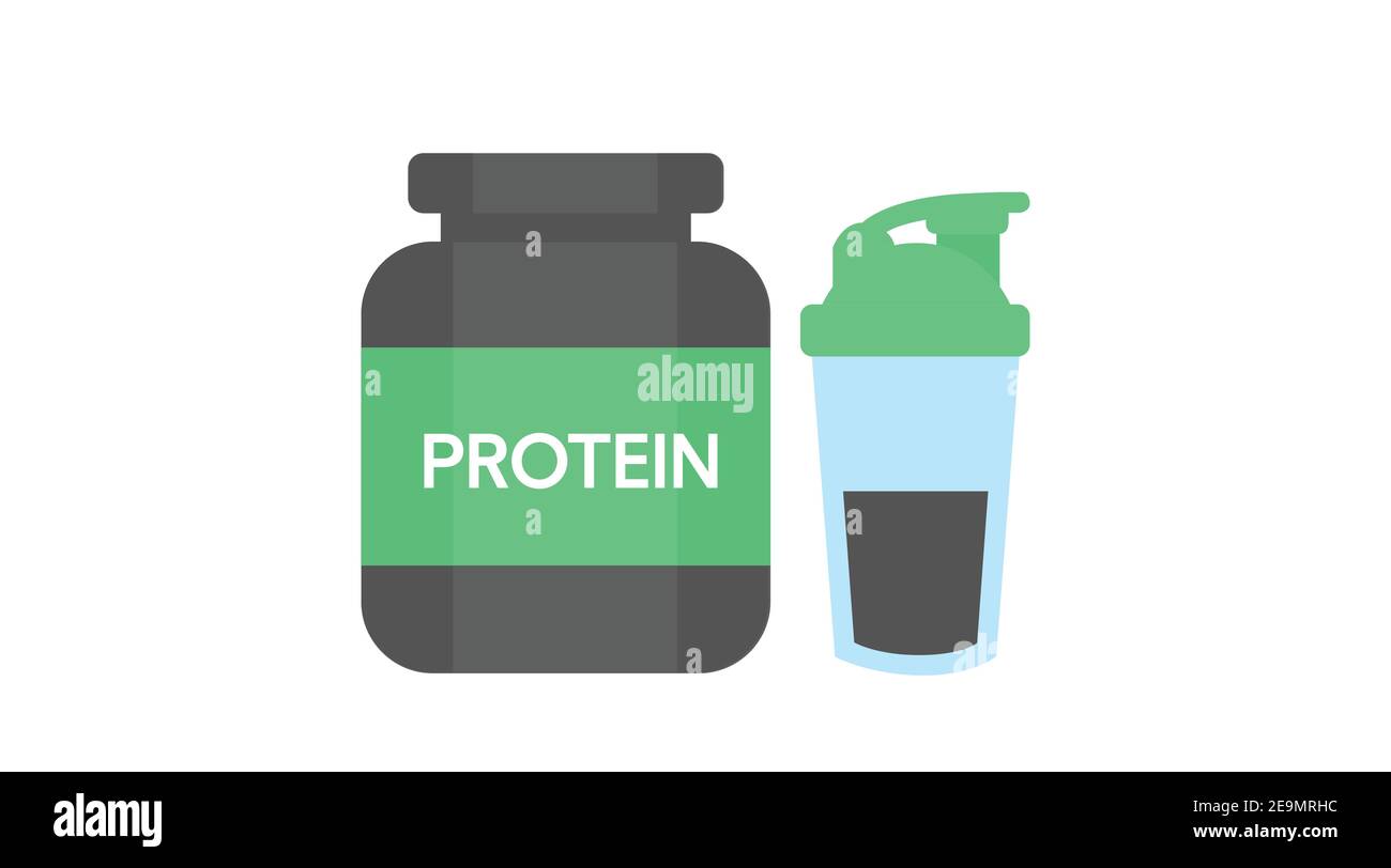 Vector Isolated Illustration Of A Protein Bottle And A Protein Shaker