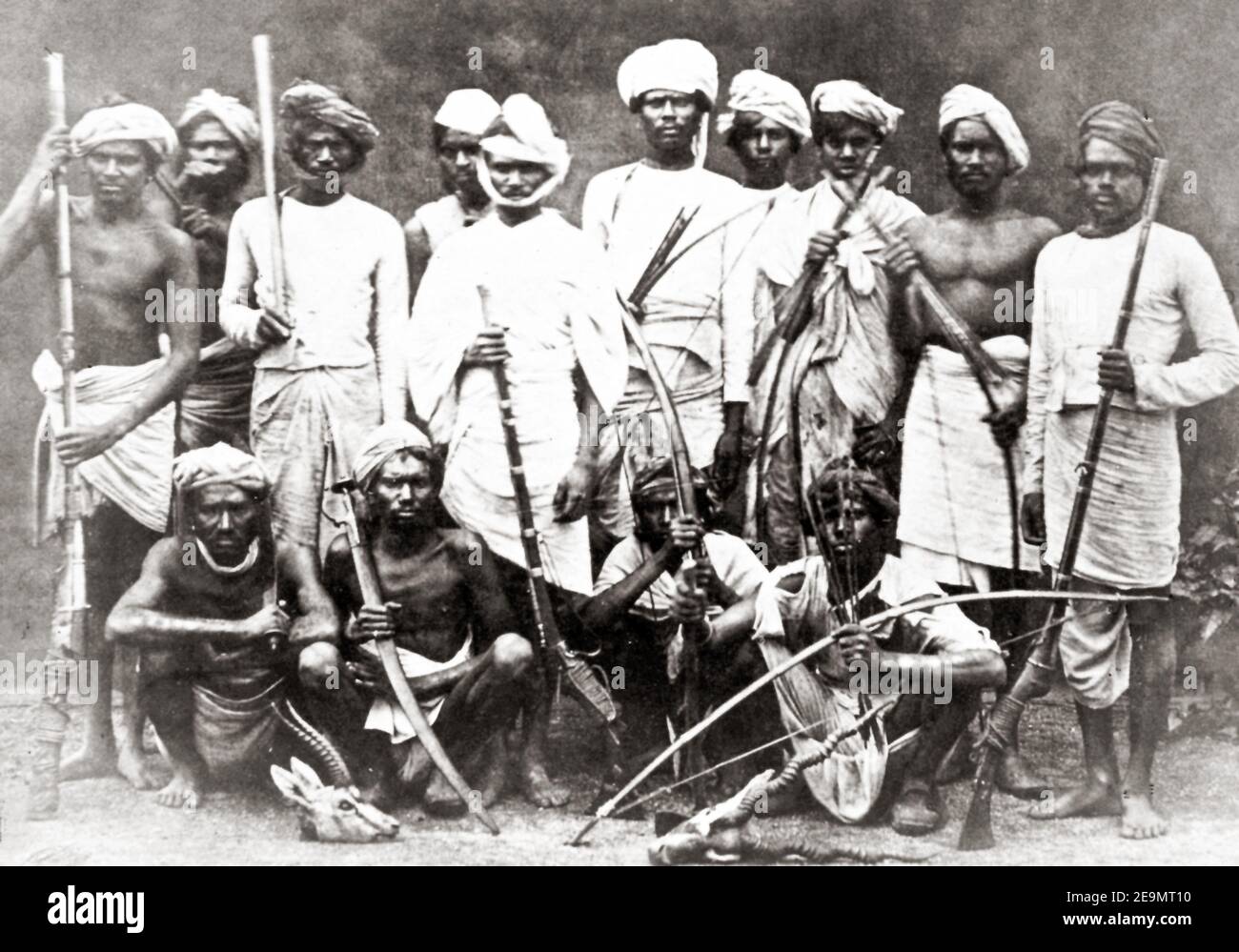 Mid-late 19th century photograph - Group of Bheel of Bhil people ...