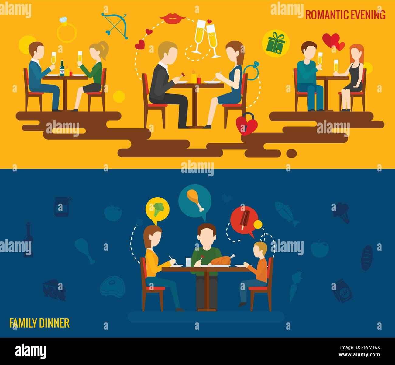 Friends dinner table evening Stock Vector Images - Alamy