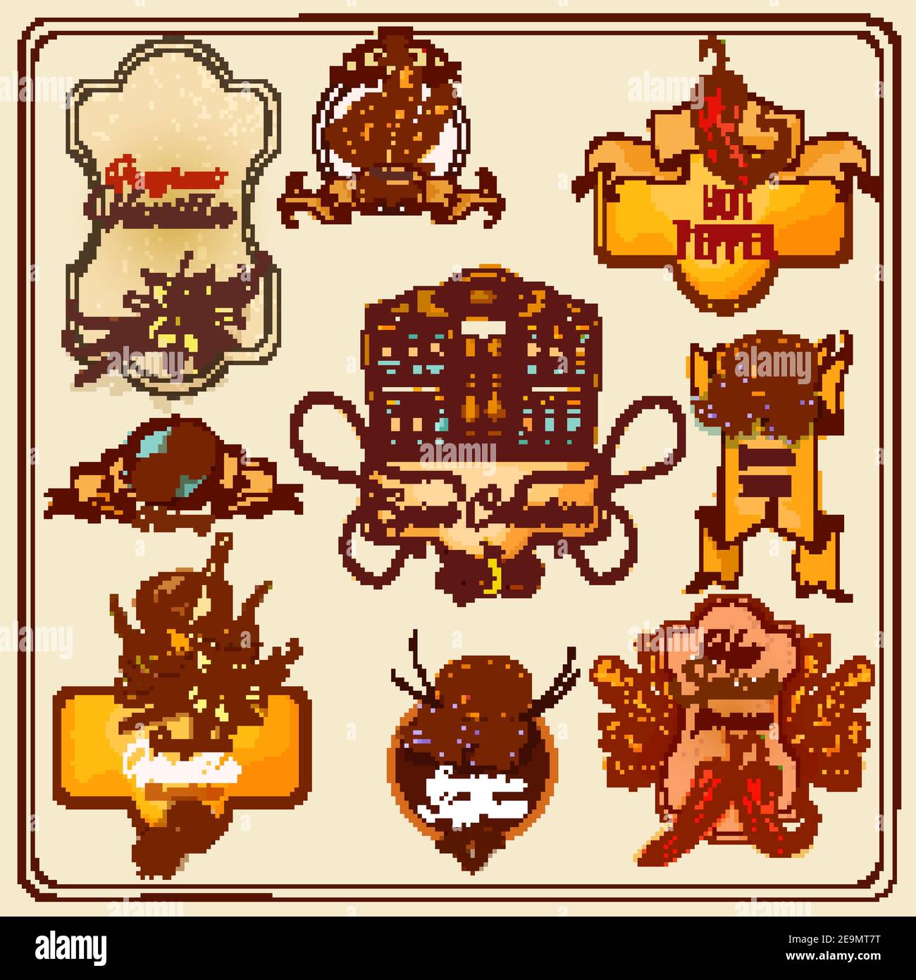 Cooking spices vintage labels set with hand drawn food condiments ...