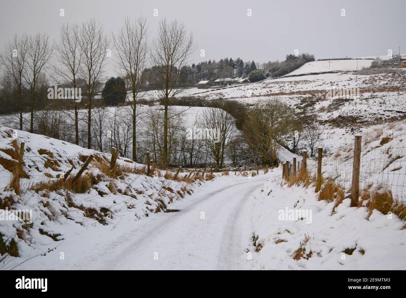 A snowy country lane on a typical English winters day Stock Photo - Alamy