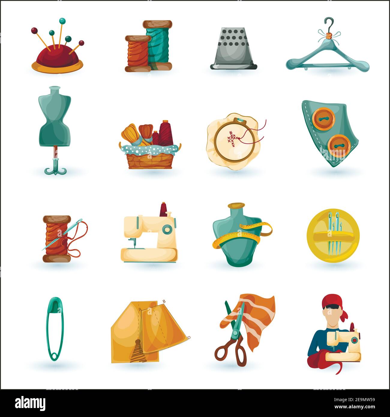 Sewing Tailoring And Needlework Decorative Icons Set Isolated Vector