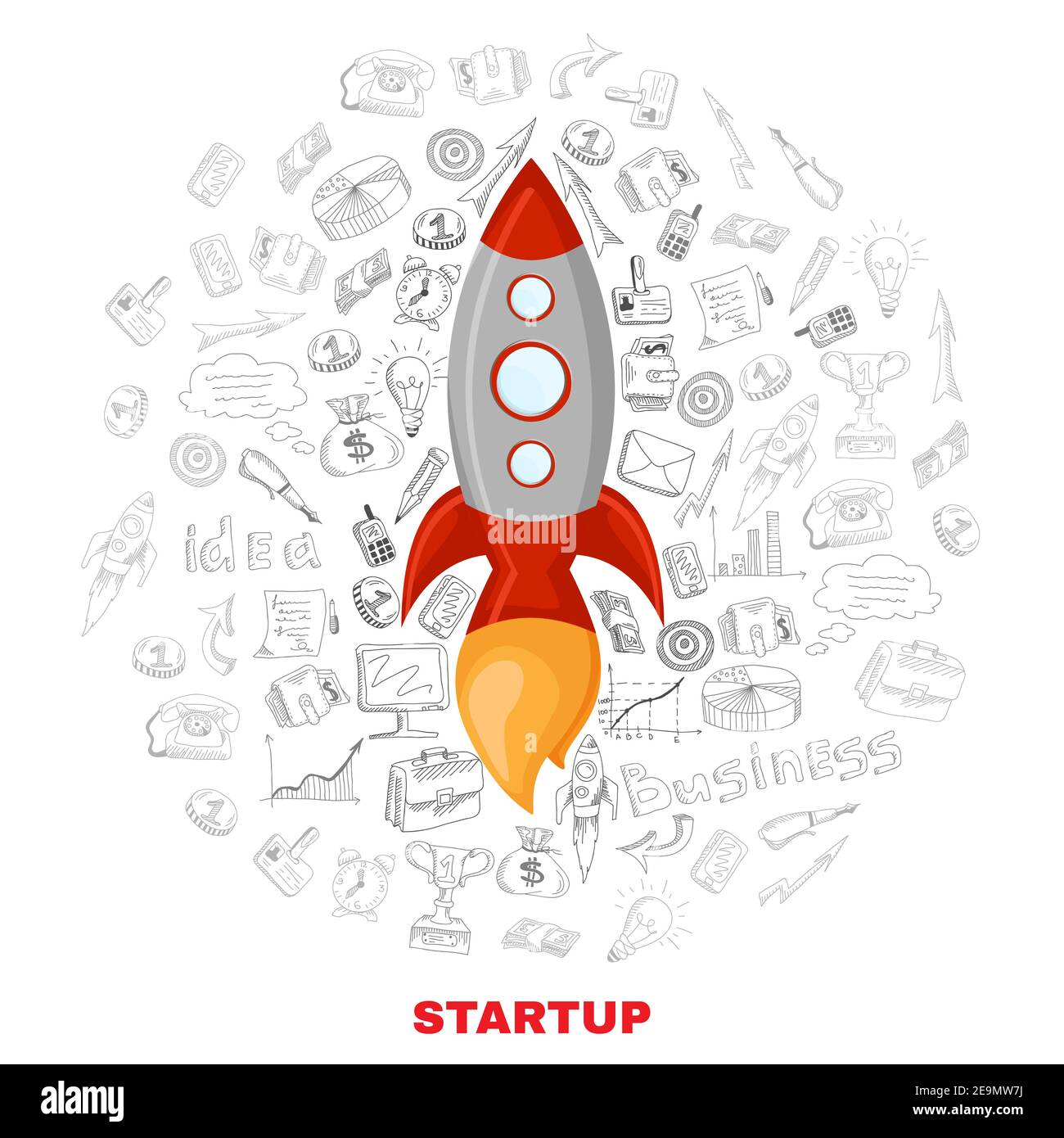 New business company successful startup launch planning concept icons ...