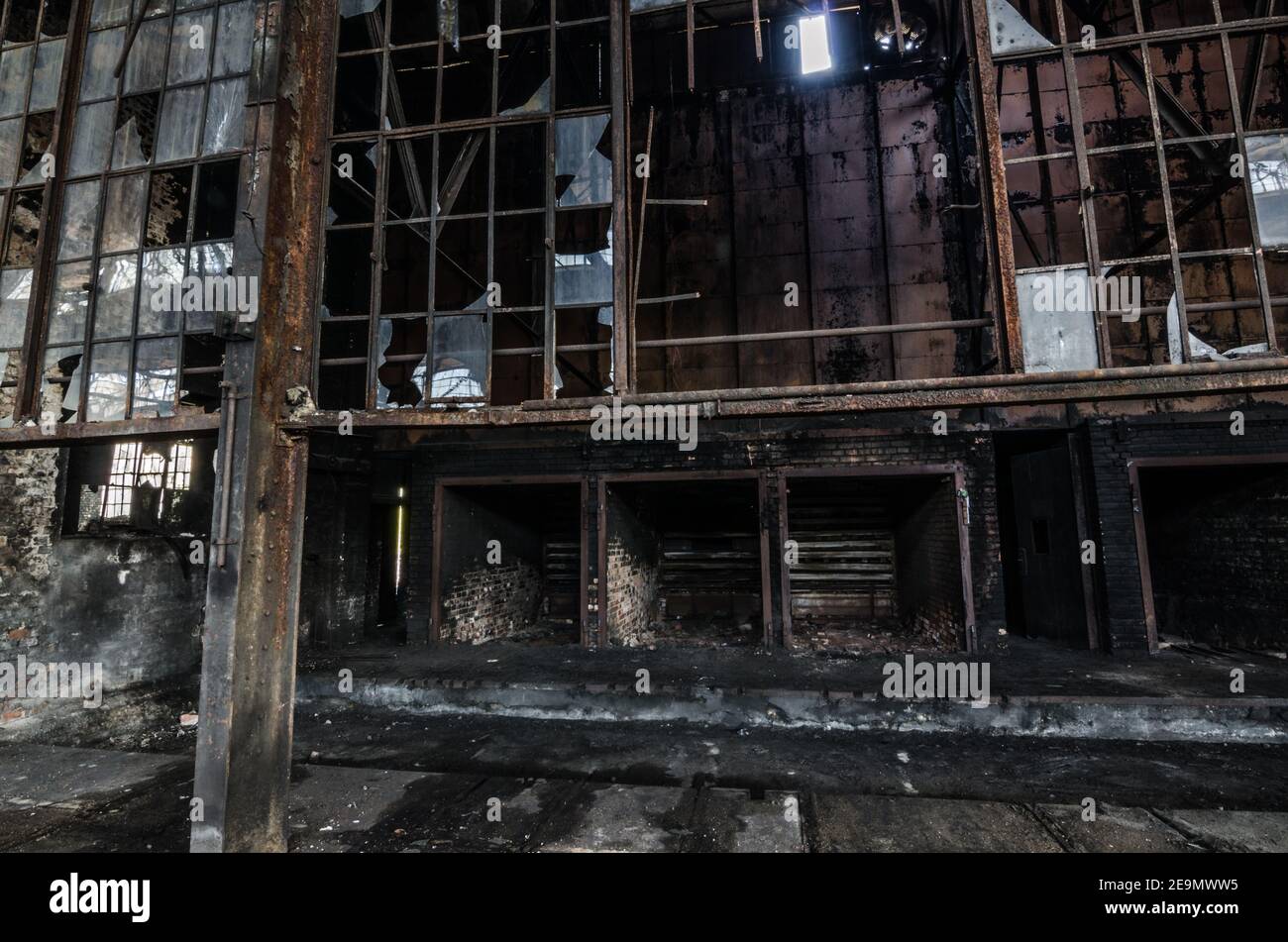 broken window in an old abandoned factory Stock Photo - Alamy