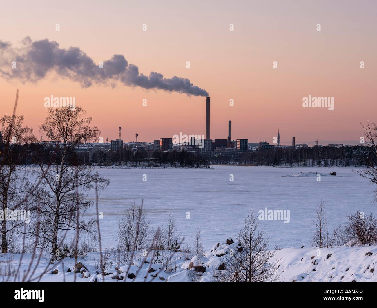 Helsinki / Finland - FEBRUARY 5, 2021: Beautiful urban winter scene ...