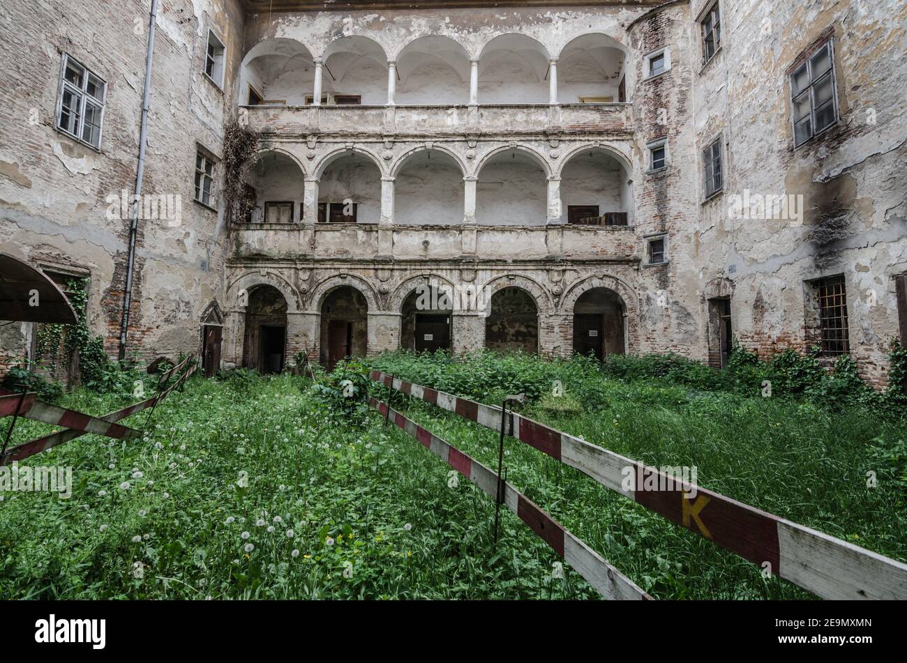 overgrown courtyard of abandoned castle Stock Photo - Alamy