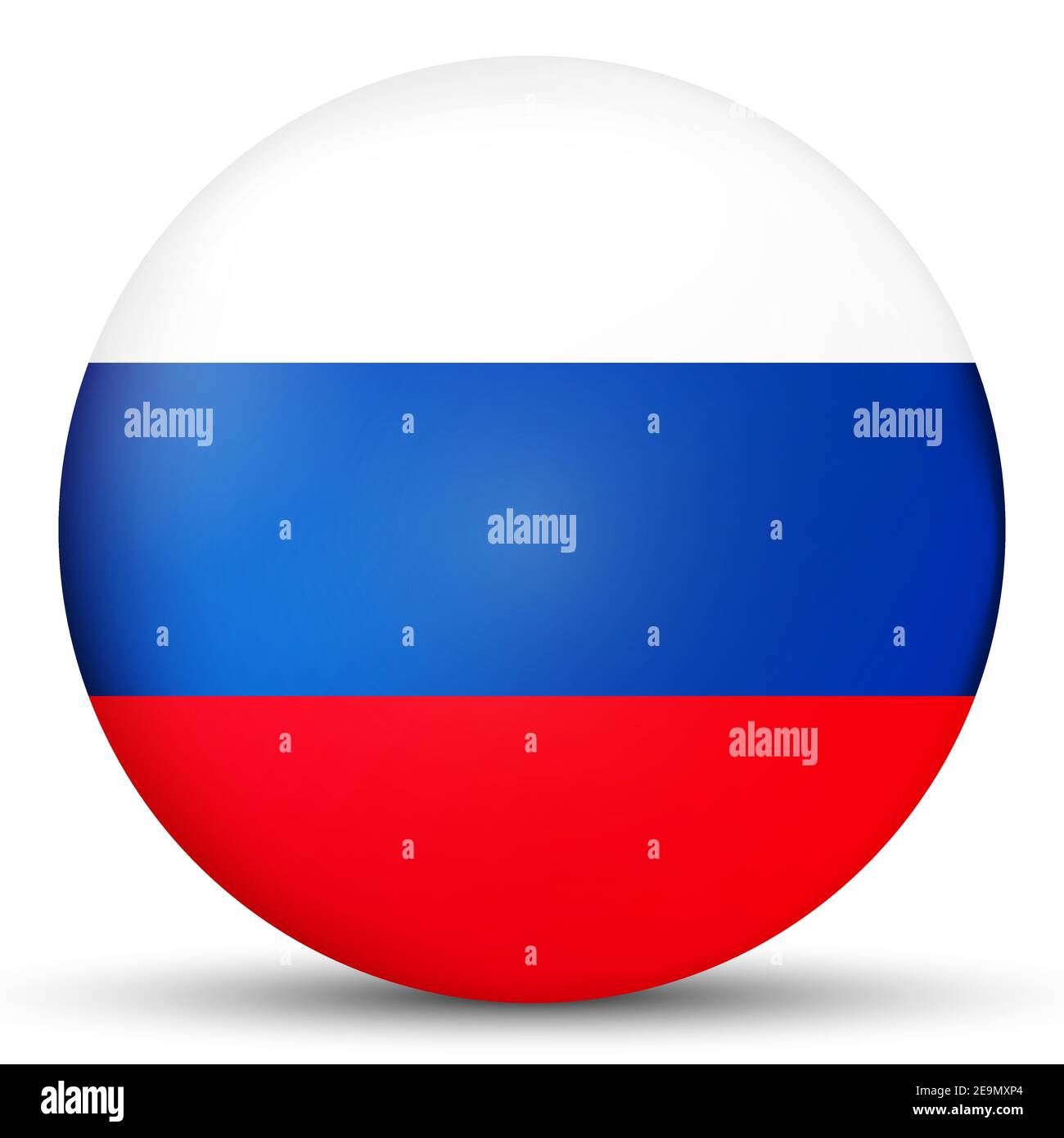 Glass light ball with flag of Russia. Round sphere, template icon ...