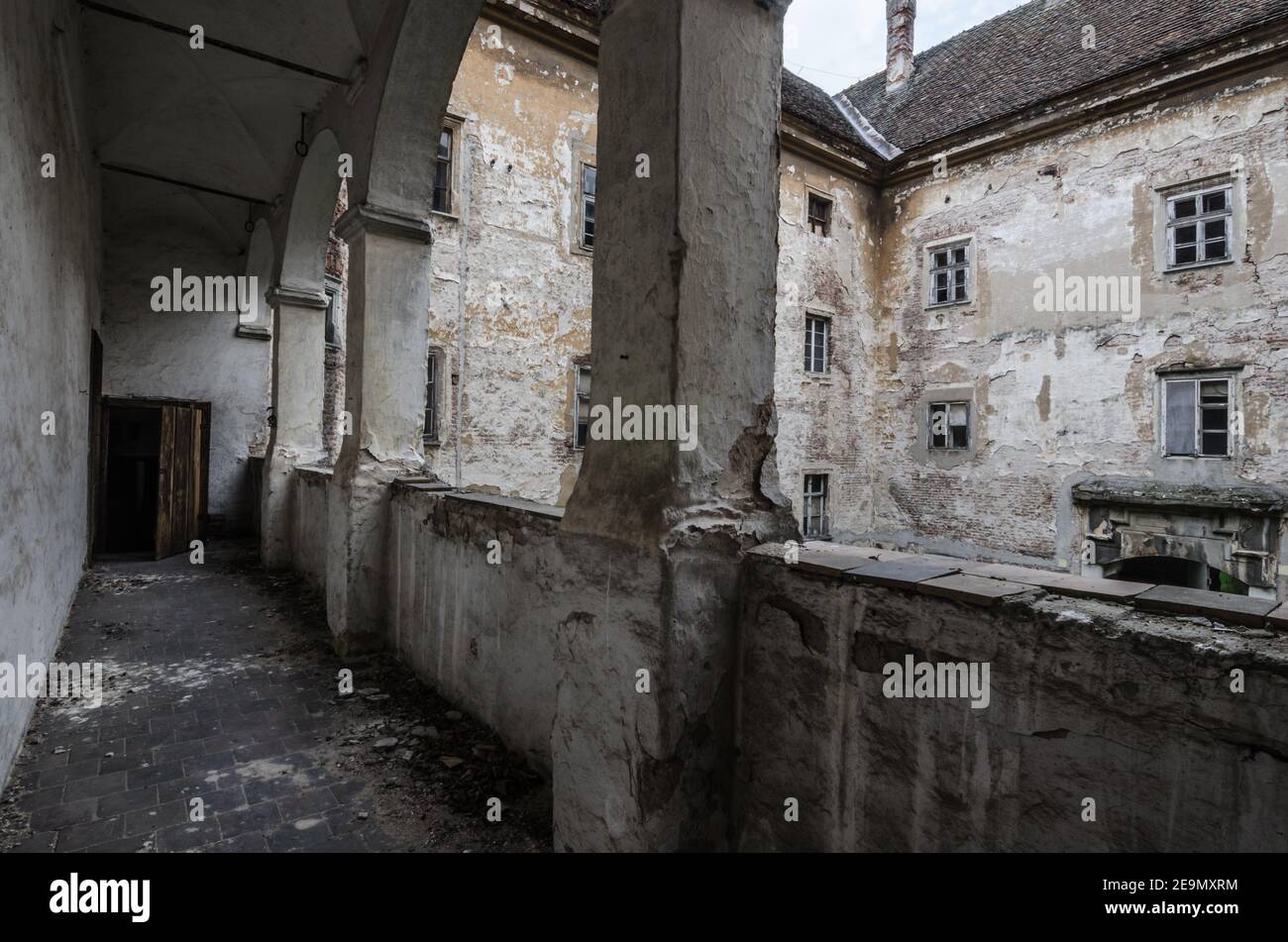 terrace in old castle Stock Photo - Alamy