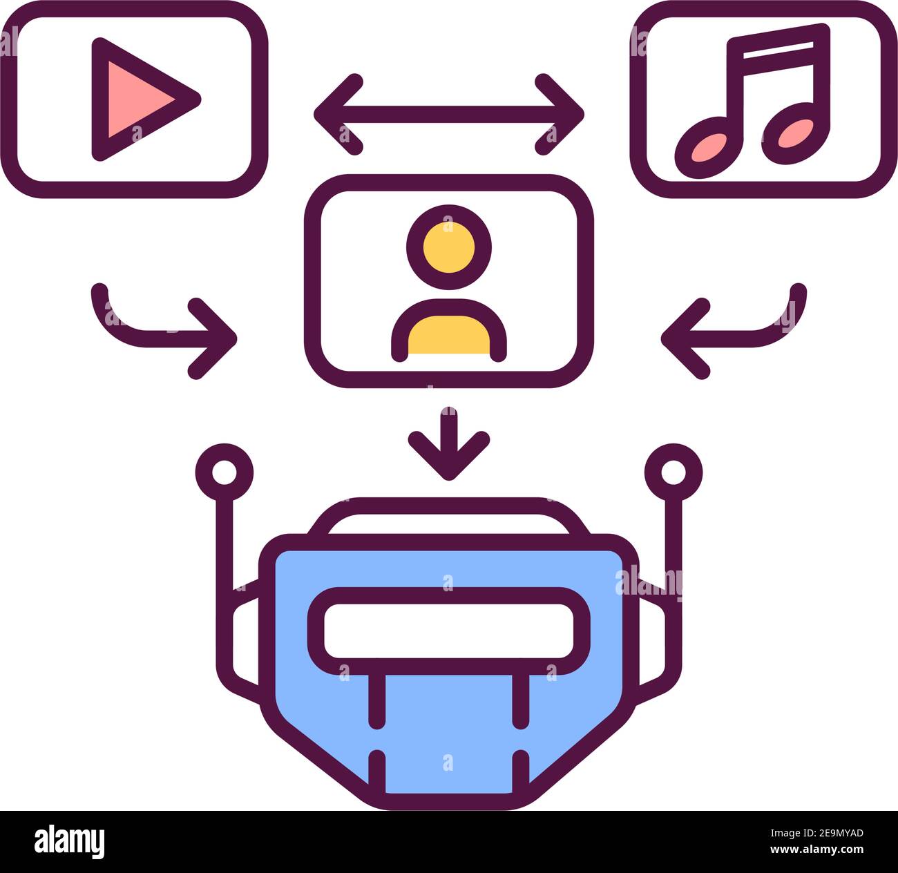 Media recommendation from AI assistant RGB color icon Stock Vector ...