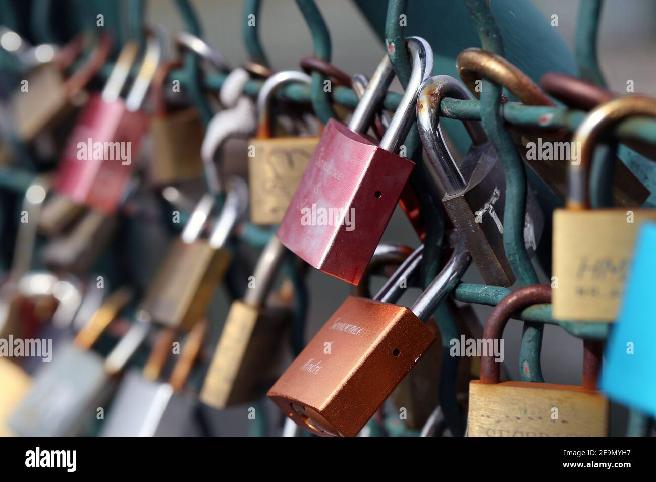 Lovelocks in Zürich, Switzerland. March 2020. Plenty of locks ...