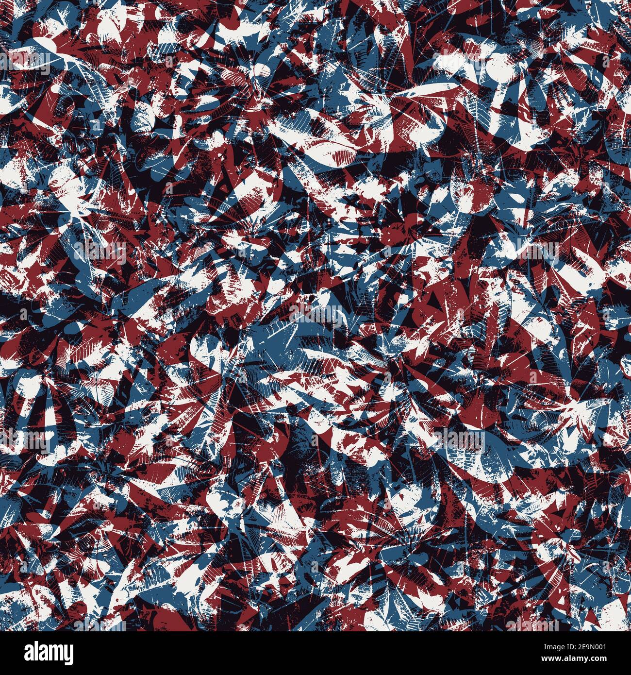 Seamless leaf pattern in red blue black white Stock Photo - Alamy