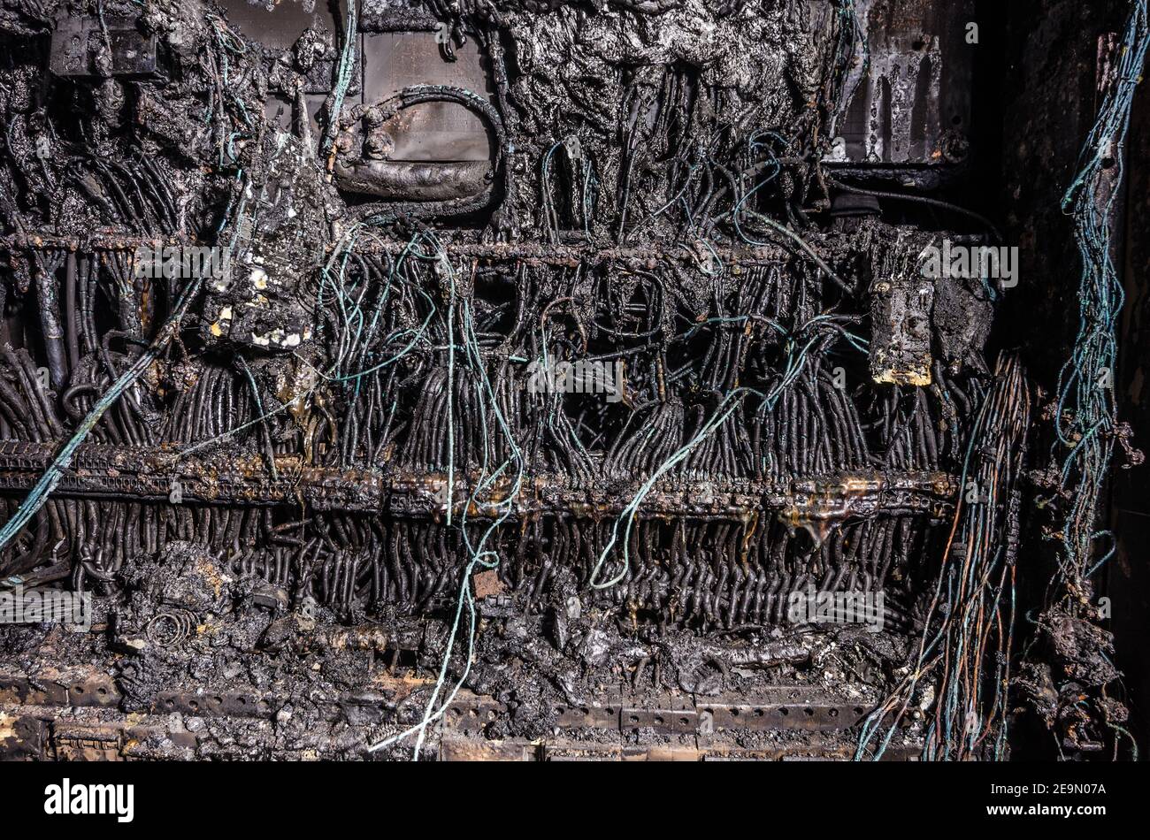 melted switch box after a big fire Stock Photo - Alamy