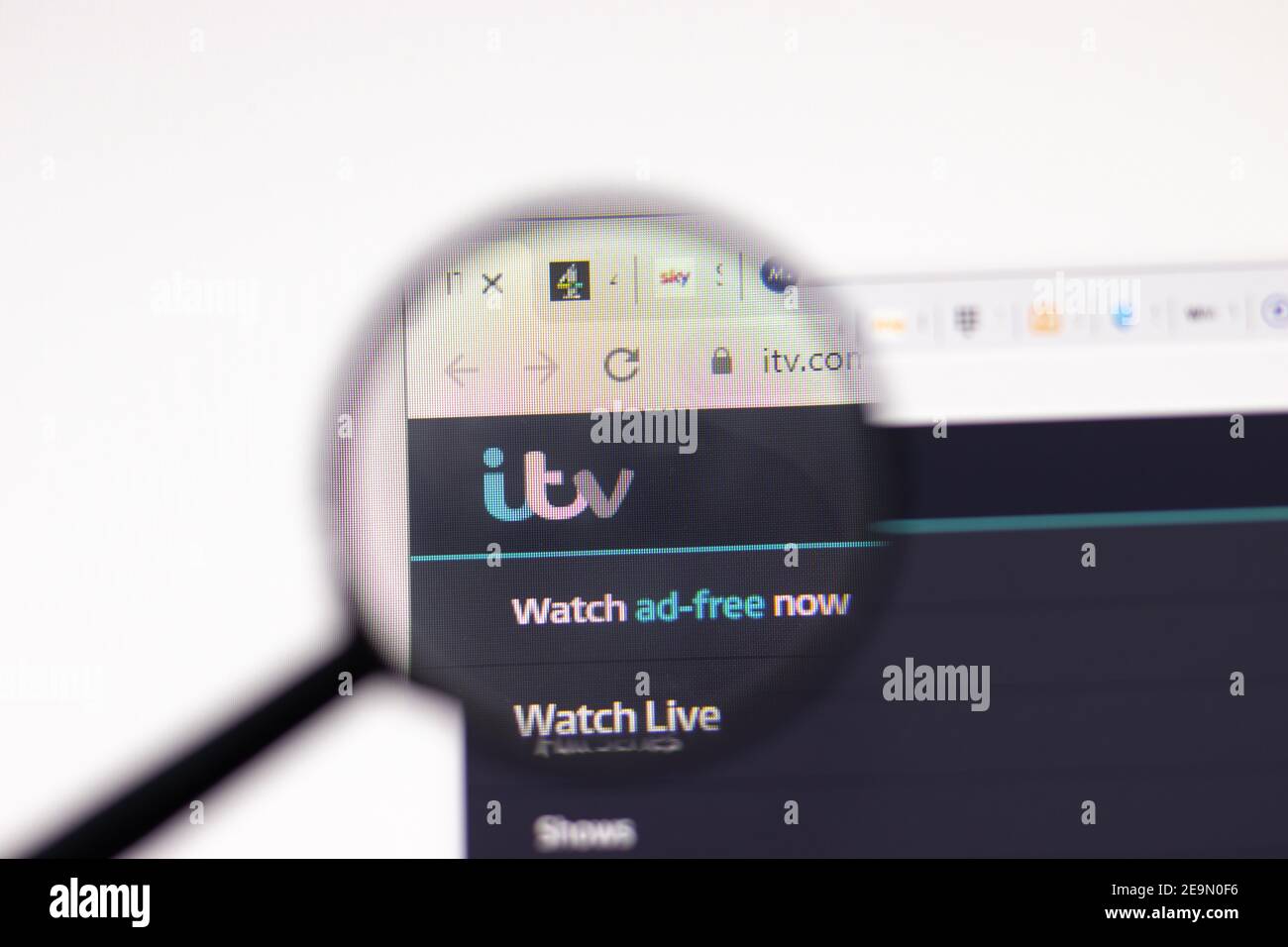 Los Angeles, USA - 1 February 2021: ITV website page. itv.com logo on ...