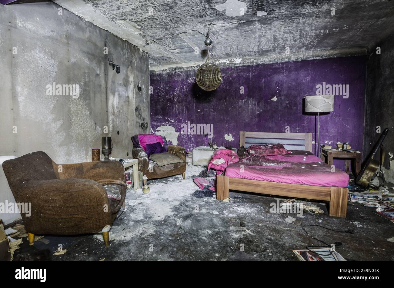 hotel room with facilities after a big fire Stock Photo - Alamy
