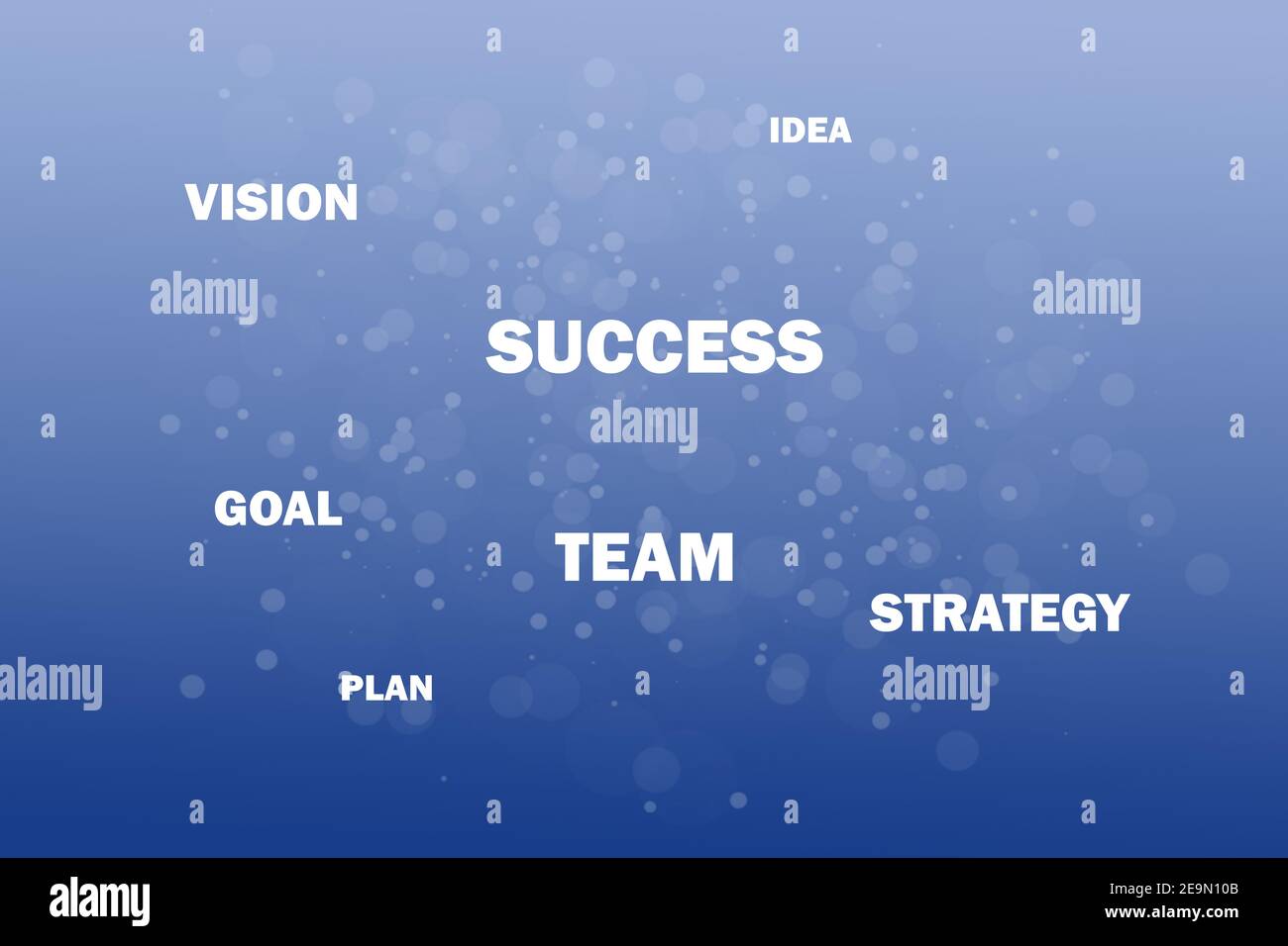 Illustration of Success strategy conceptual words on a blue background ...
