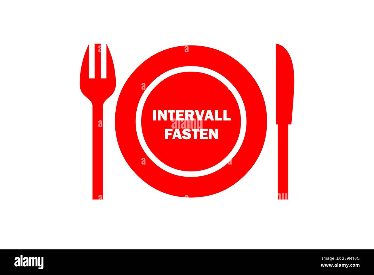 Illustration of a red plate with cutlery and the catchphrase interval ...