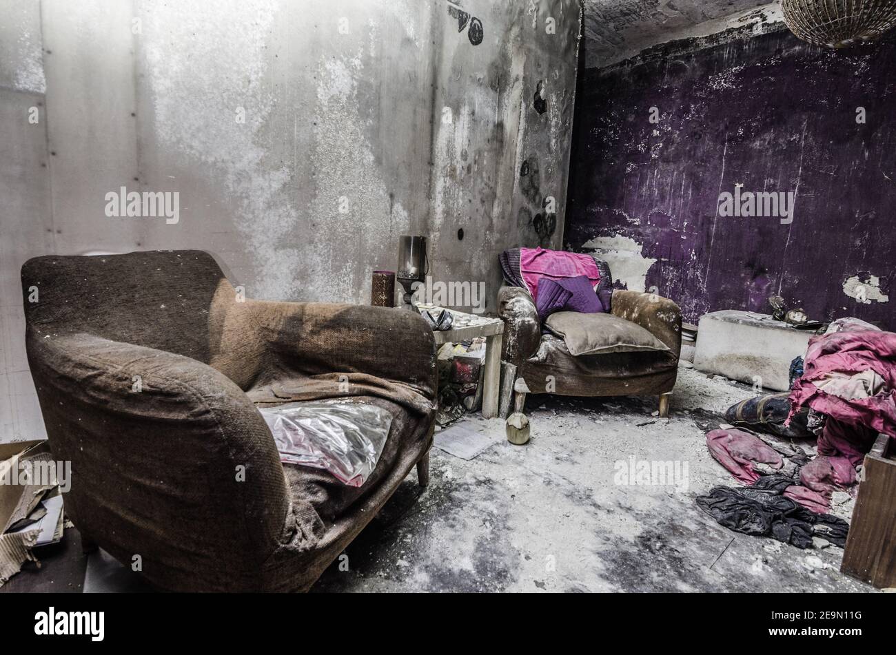 abandoned old hotel room with facility Stock Photo - Alamy