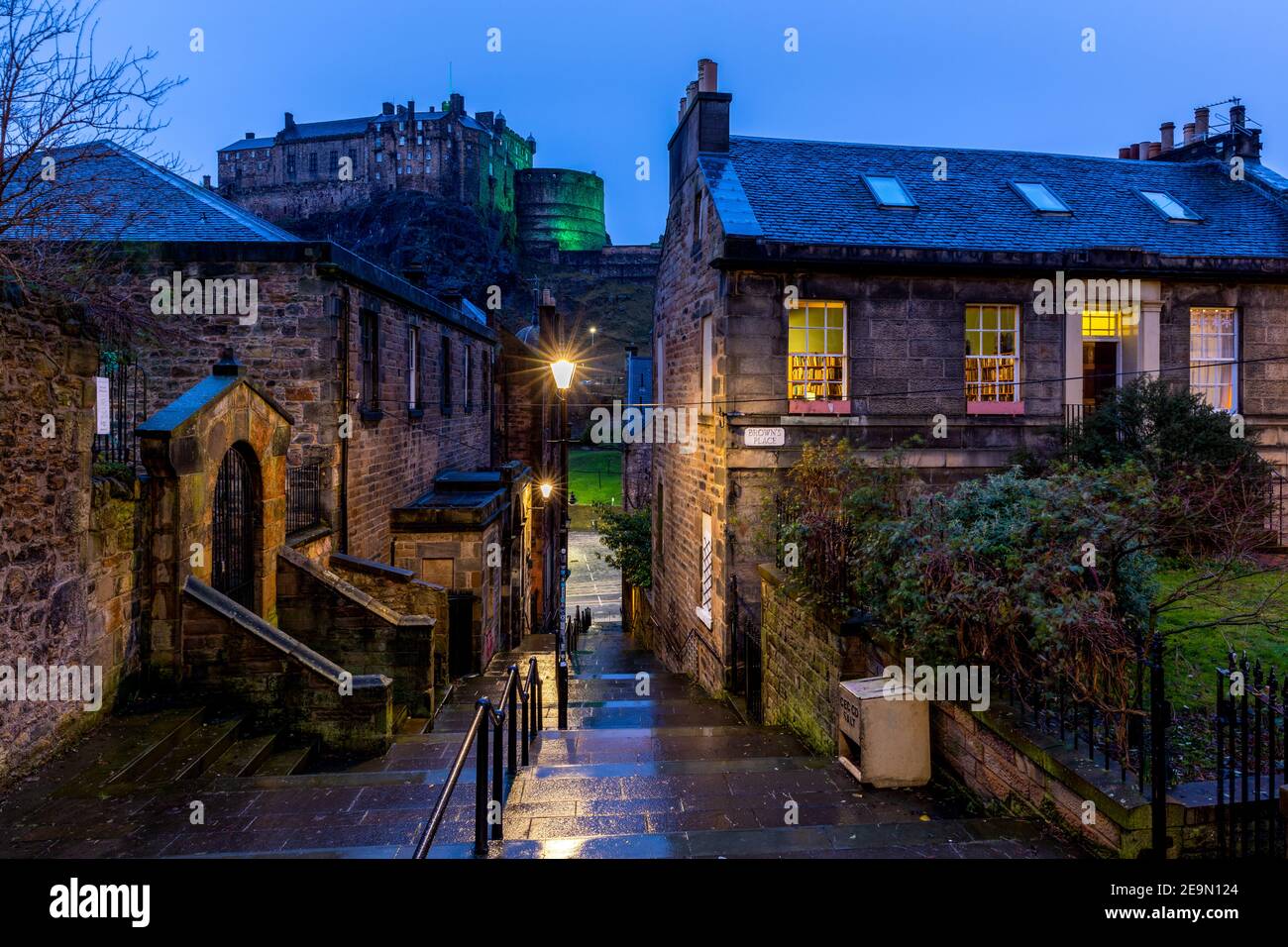 Edinburgh, UK. 5th Feb 2021. Edinburgh Castle lit in green in support ...