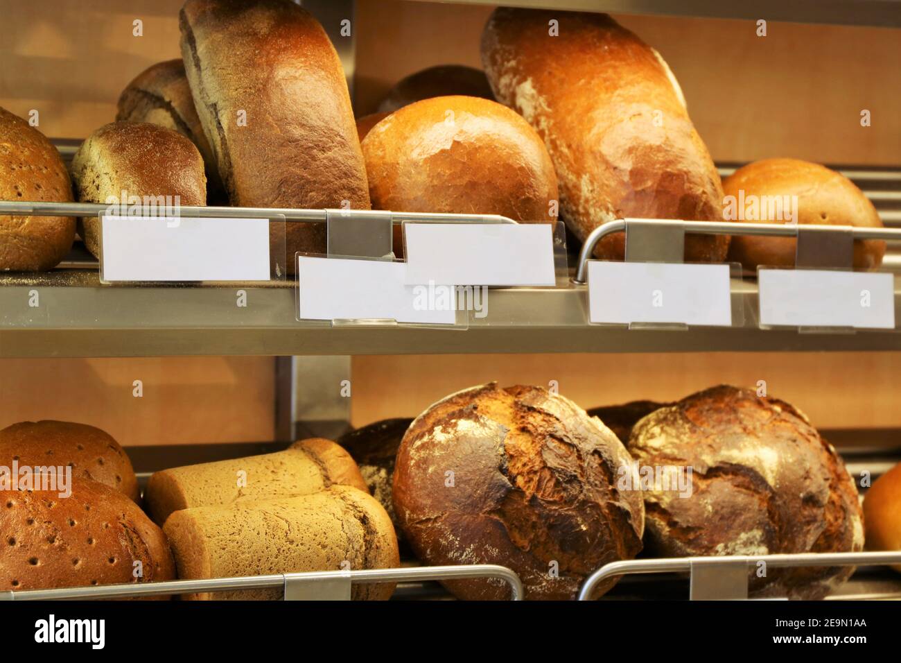 Bakery counter with fresh and crusty bread Stock Photo - Alamy