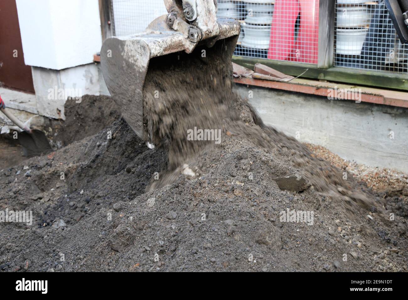 Earthwork with excavator Stock Photo - Alamy