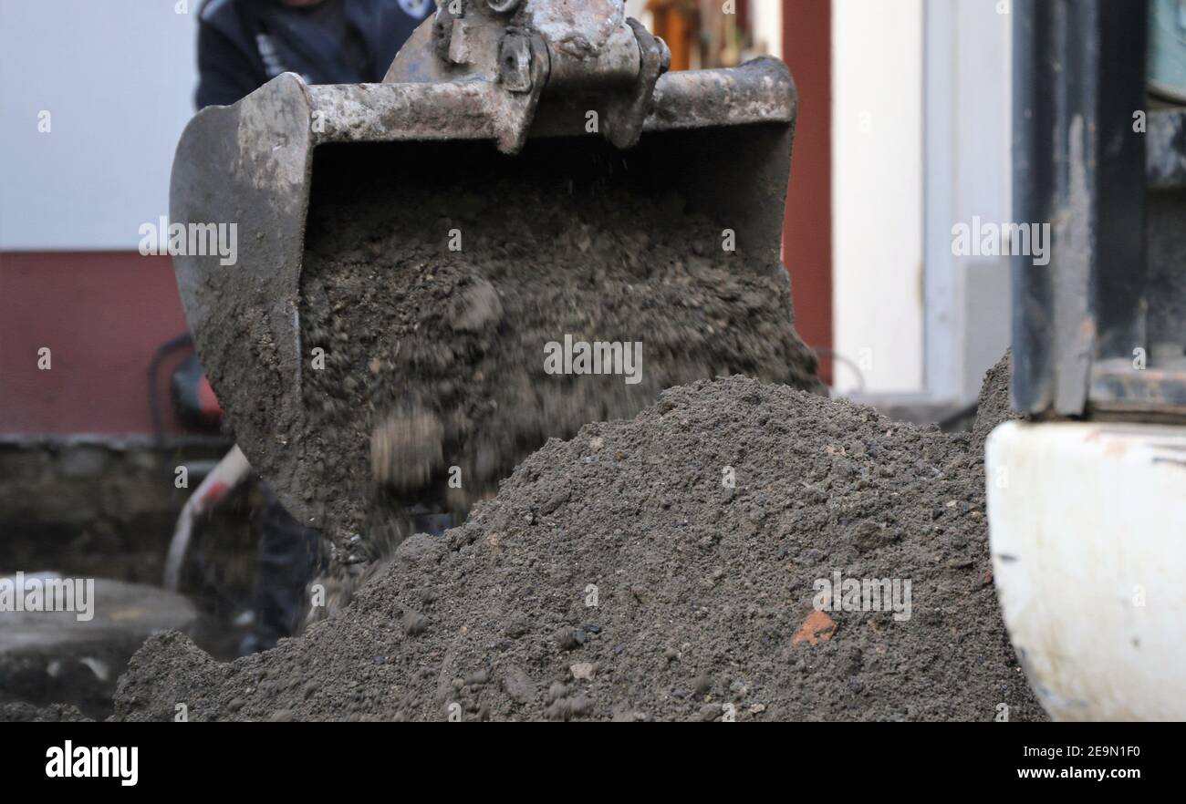 Earthwork with excavator Stock Photo - Alamy