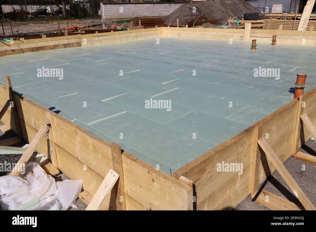 Construction site with finished base plate Stock Photo - Alamy