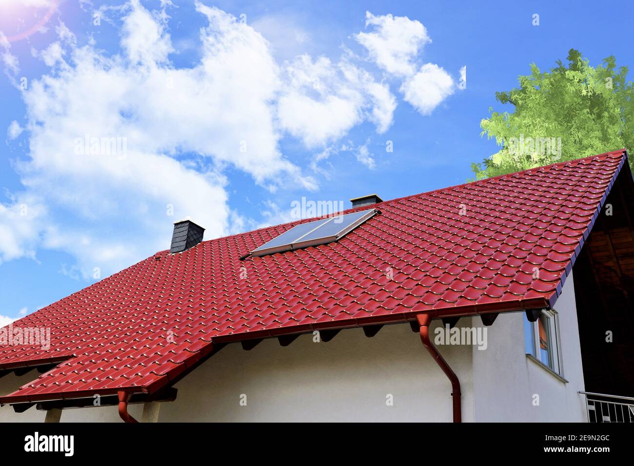 New tile roof on a residential house Stock Photo - Alamy