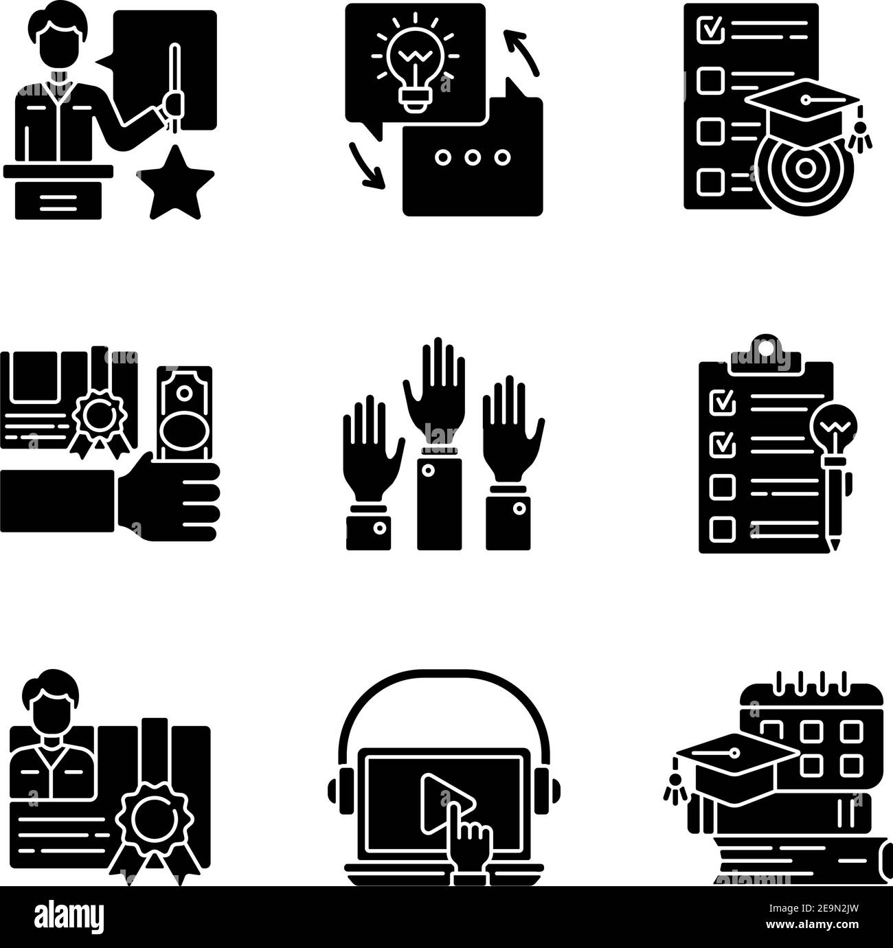 Workshop black glyph icons set on white space Stock Vector Image & Art ...