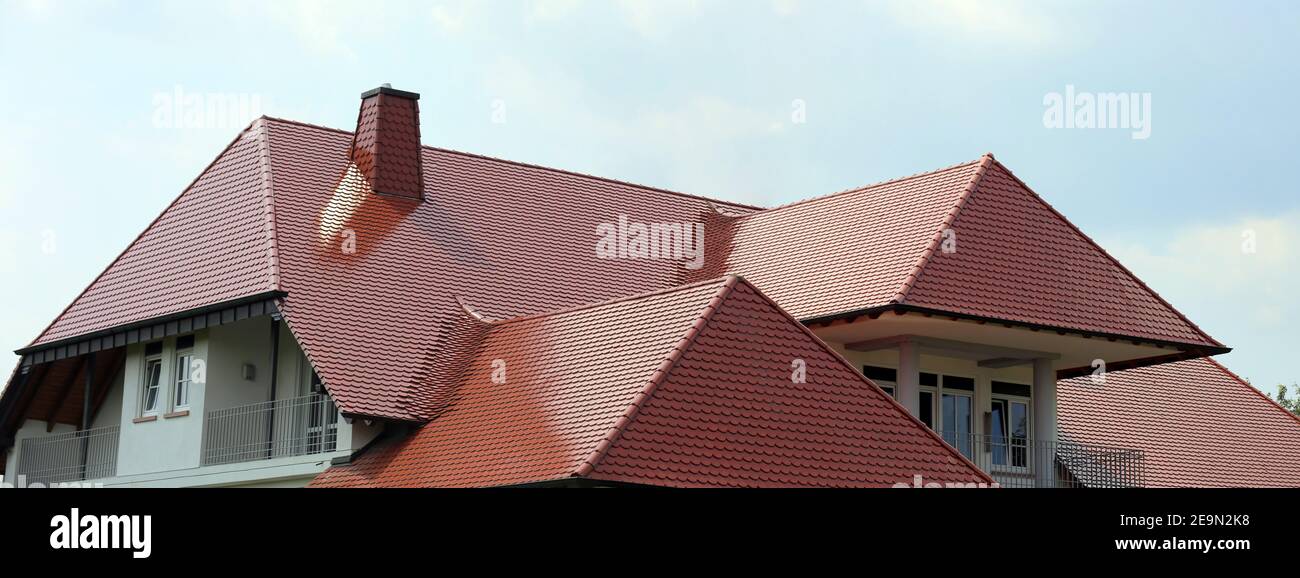 Panoramic picture of a particularly beautiful tiled roof Stock Photo ...
