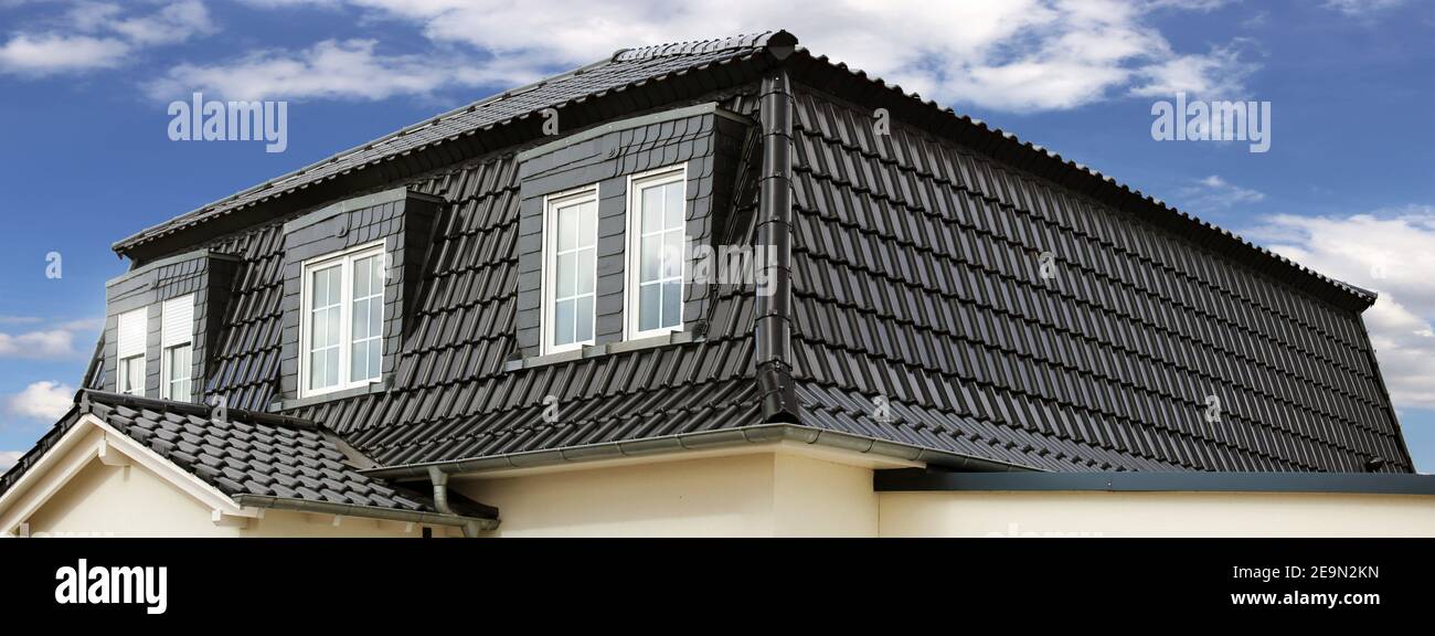 Panoramic picture of a particularly beautiful tiled roof Stock Photo ...