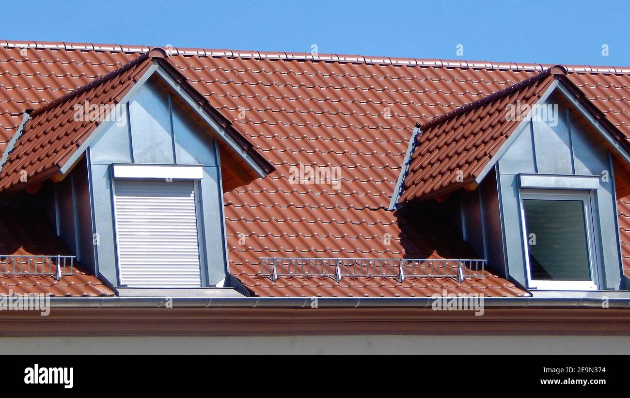 New tiled roof with dormers Stock Photo - Alamy