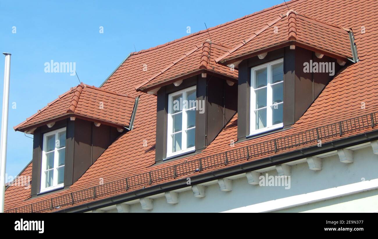 New tiled roof with dormers Stock Photo - Alamy