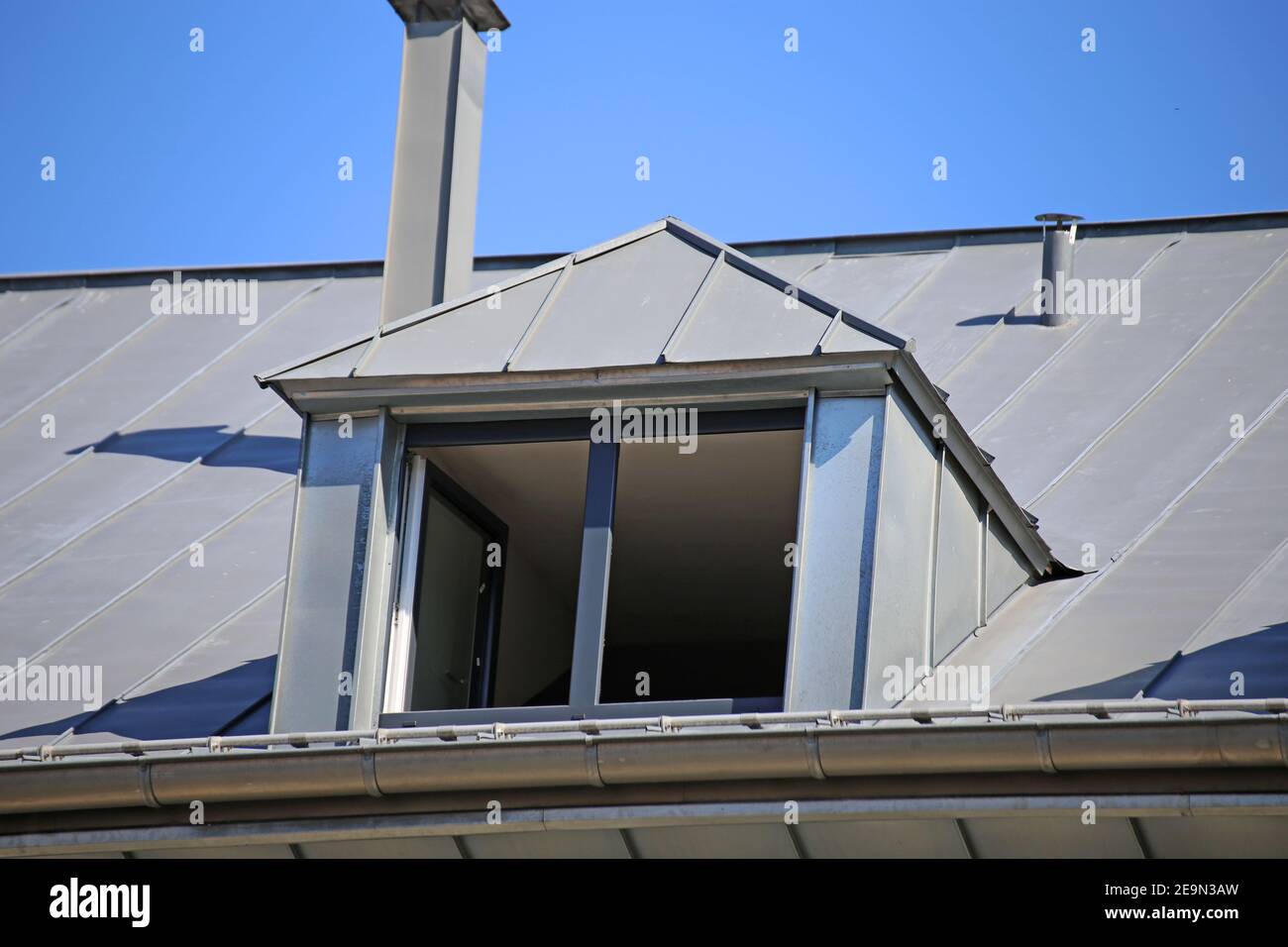 Dormer with zinc cladding on a tiled roof Stock Photo - Alamy