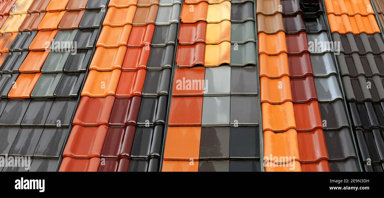 New roof tiles in different colors Stock Photo - Alamy