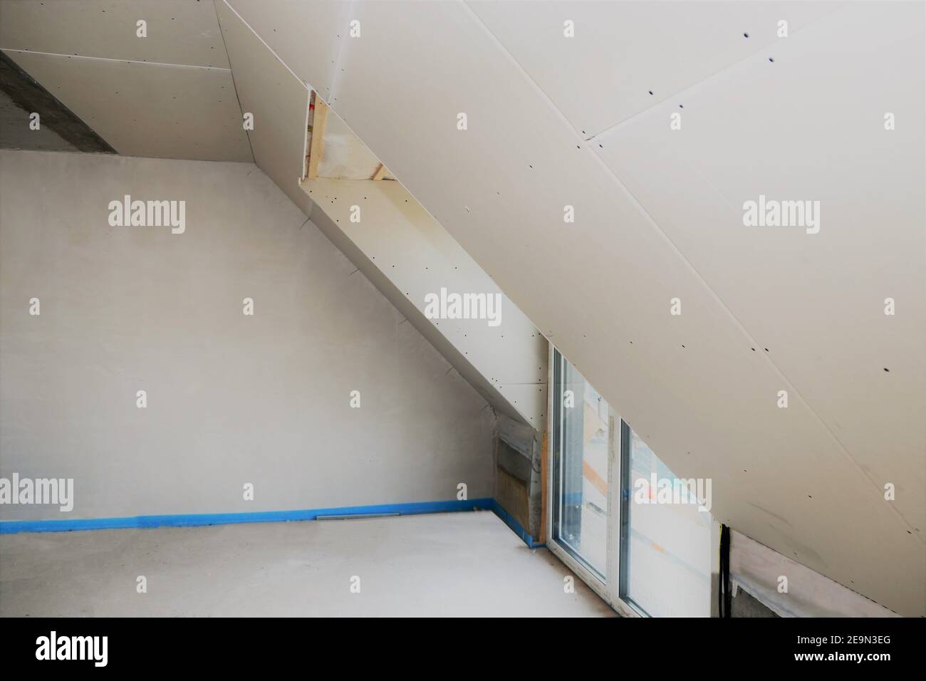 Loft conversion, attic conversion. You can see the roof slope covered ...