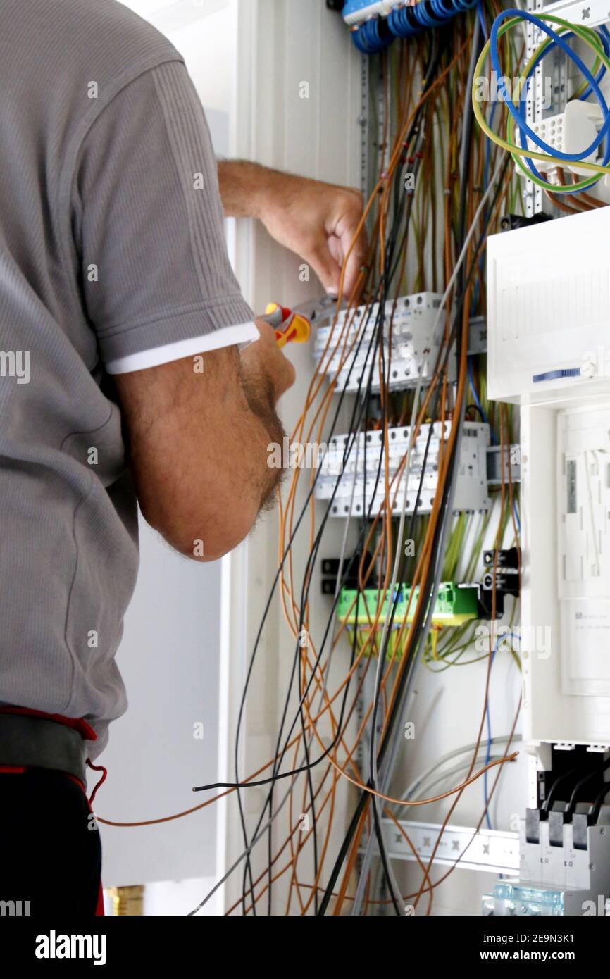 Professional electrical installation on a shell Stock Photo - Alamy